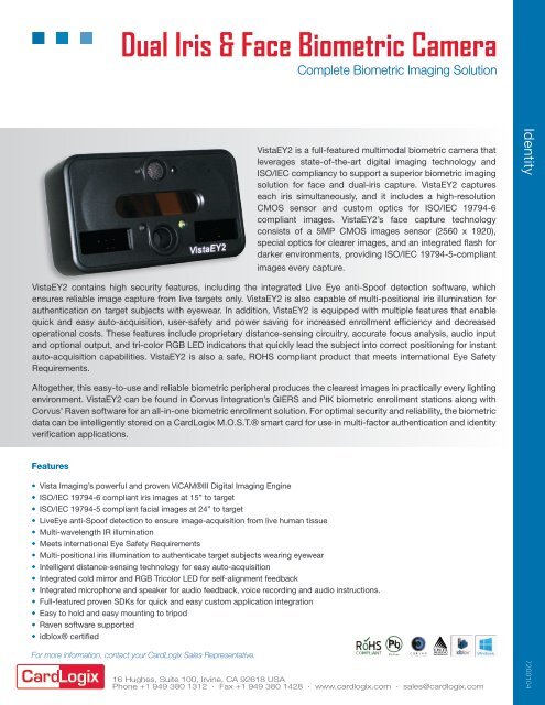 Dual Iris & Face Biometric Camera - CardLogix