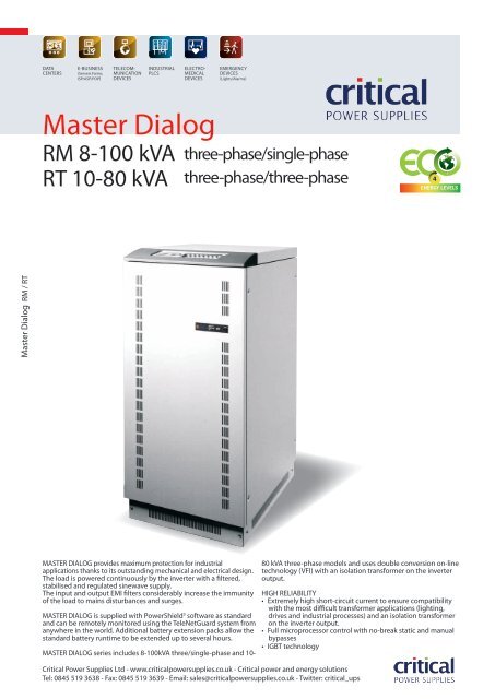 Riello Master Dialog UPS - Critical Power Supplies