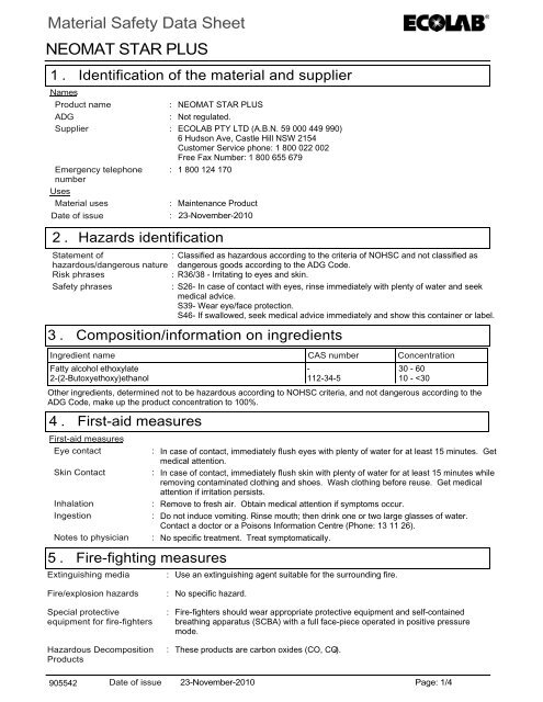 Ecolab - Neomar Star Plus - msds - Exp Nov 2015.pdf