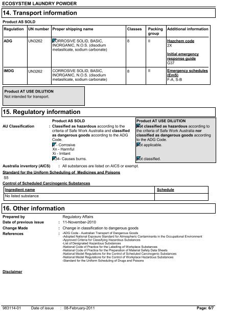 ECOSYSTEM LAUNDRY POWDER