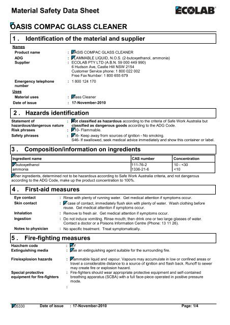 Oasis Compac Glass Cleaner - Rapidcleanperth.com.au