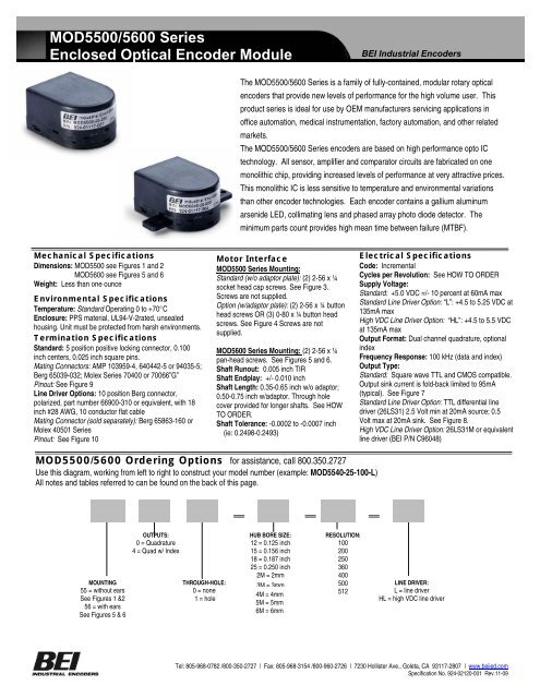 MOD5500/5600 Series Enclosed Optical Encoder ... - BEI Sensors