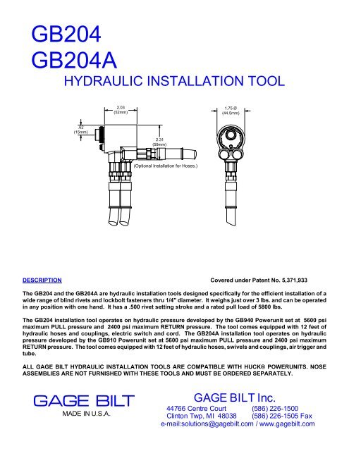 download flyer - Gage Bilt Rivet Tools