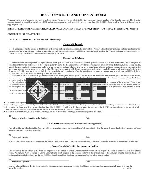 IEEE COPYRIGHT AND CONSENT FORM