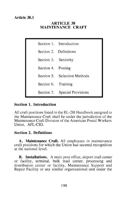Article 38 Maintenance Craft - APWU
