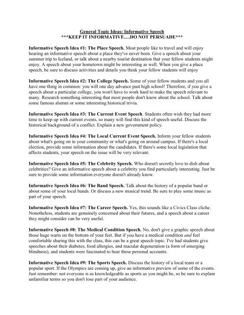  Good Ideas For A Informative Speech Informative Speech Topics And 