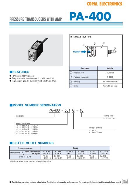 PA-400 Pressure Transducers