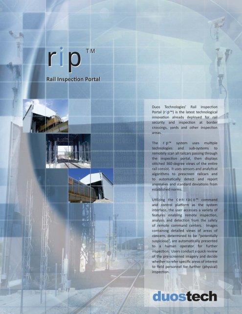 Rail Inspection Portal Rail Inspection Portal - Duos Technologies