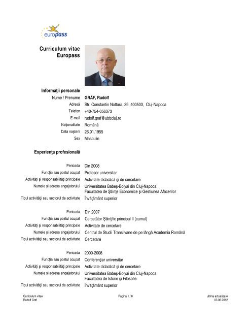 ANEXA 9: FORMULAR CV â€“ Formular electronic - Universitatea ...