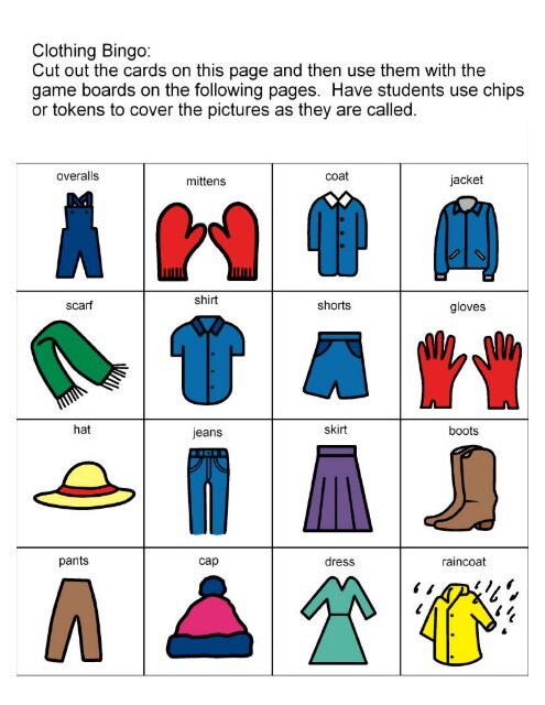 clothing bingo