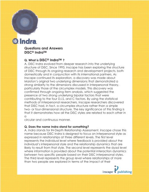 Common questions about DiSC Indra - Resources Unlimited