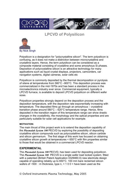 PECVD of Polysilicon