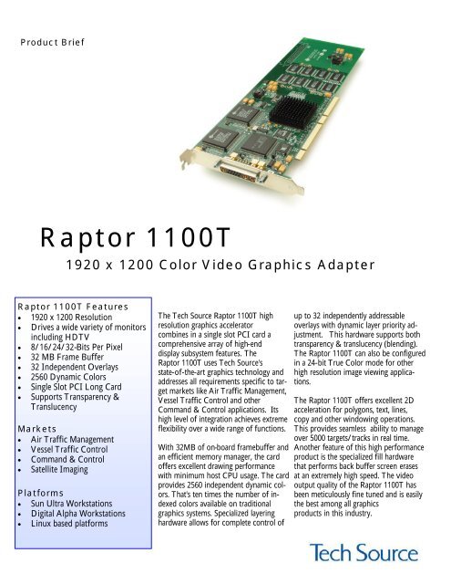 Raptor 1100T - Tech Source