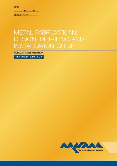 Design, Detailing And Installation Guide - MCRMA : Metal Cladding ...