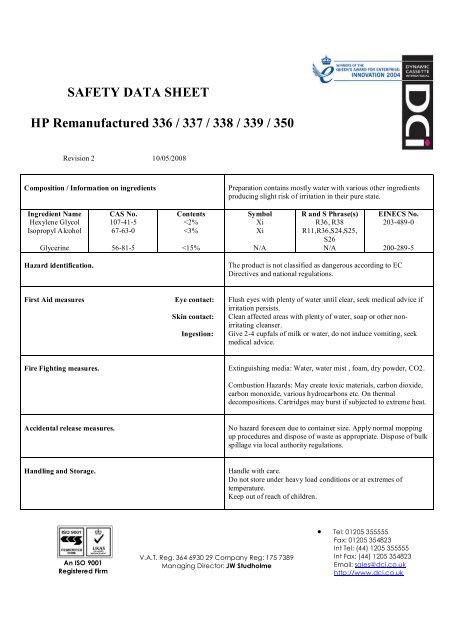 SAFETY DATA SHEET HP Remanufactured 336 / 337 ... - Office 365