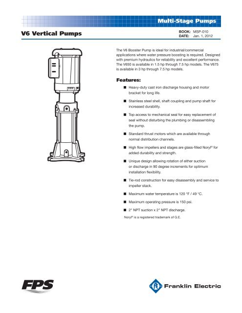 V6 Vertical Pumps - Franklin Electric