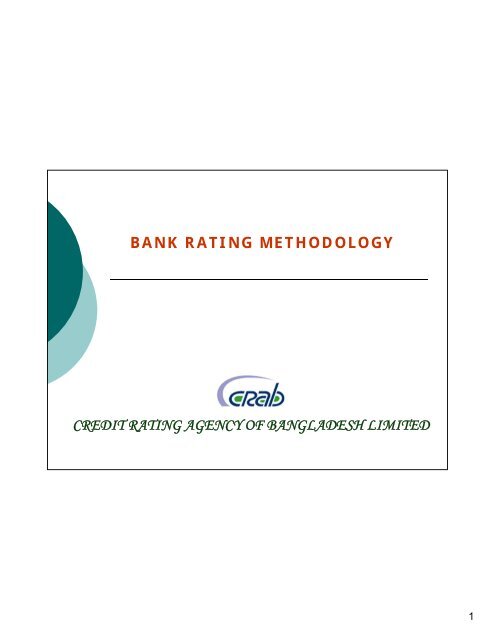 Bank Rating Methodology - Credit Rating Agency of Bangladesh