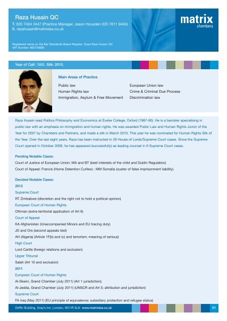 Raza Husain QC - Matrix Chambers