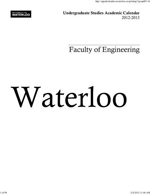 Faculty of Engineering - Undergraduate Calendar - University of ...