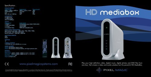 Download PDF HD MediaBox Brochure - Pixel Magic Systems Ltd