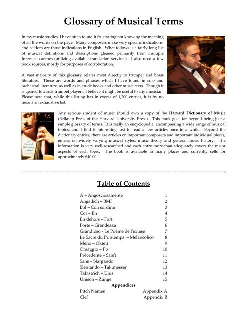 Glossary of Musical Terms - The Music of Drew Fennell