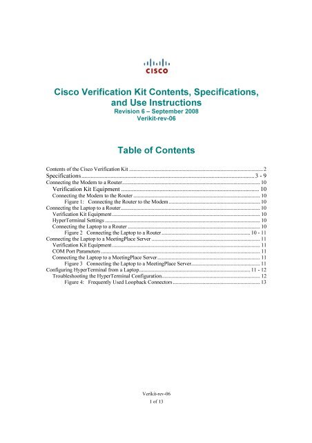 Verikit Checklist - Cisco