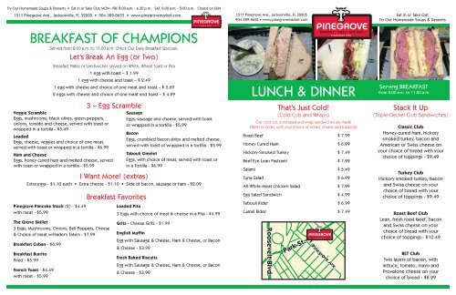 Menu - Pine Grove - Market - Deli