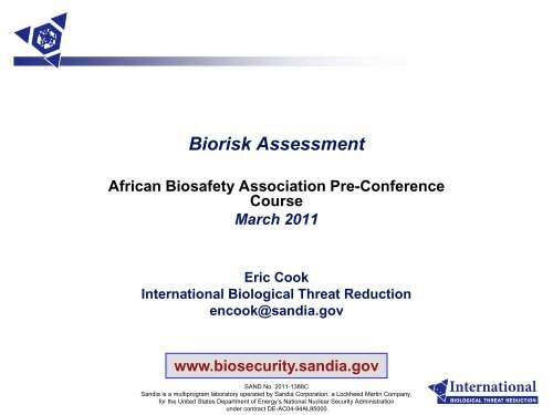Biorisk Assessment - Sandia National Laboratories