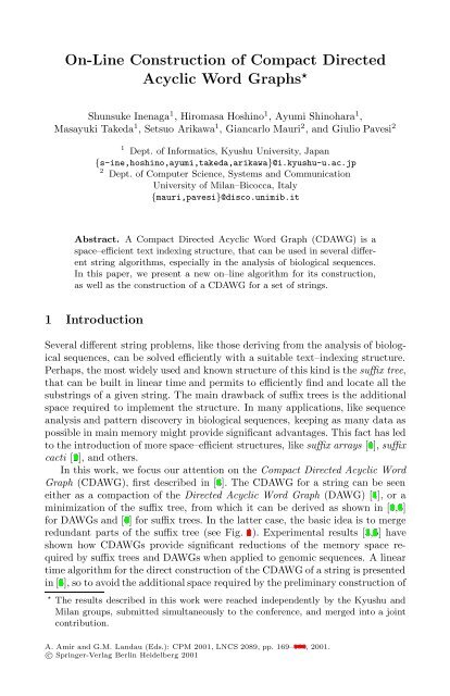 On-Line Construction of Compact Directed Acyclic Word Graphs