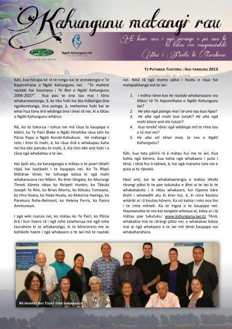 (march) 2013 matangirau - NgÄ ti Kahungunu Iwi Incorporated