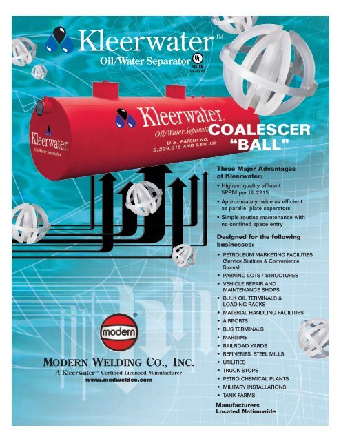 Kleerwater Oil Water Separator - Modern Welding Company