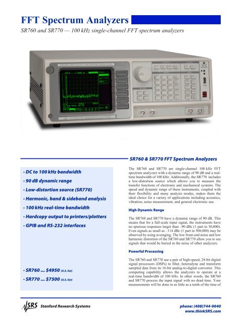 FFT Spectrum Analyzers - Stanford Research Systems