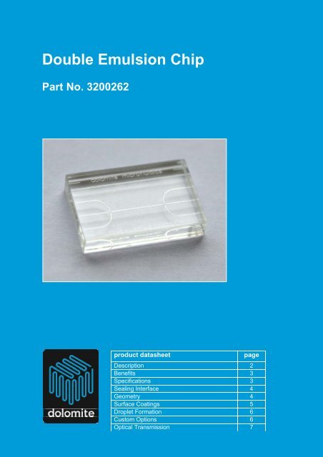 datasheet - Dolomite Microfluidics