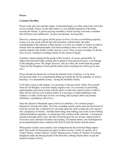 Prayer Constant Chevillon Prayer is the only true and ... - Martinism