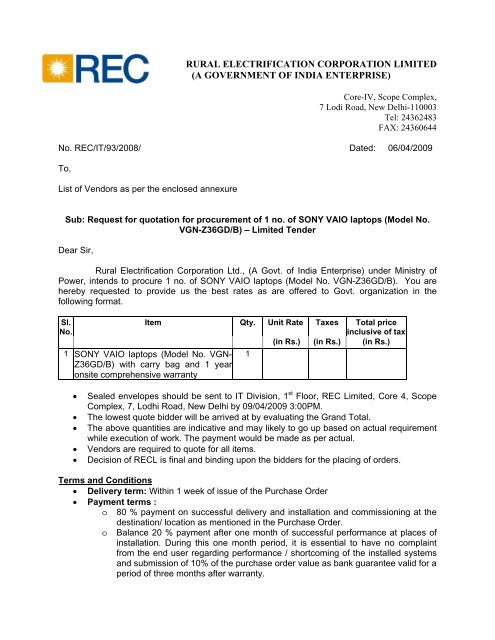 a government of - Rural Electrification Corporation Ltd.