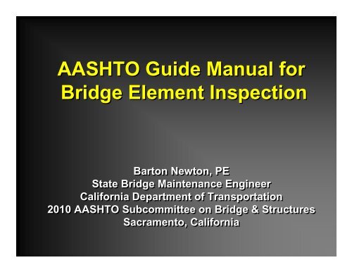 AASHTO Guide Manual for Bridge Element Inspection AASHTO ...