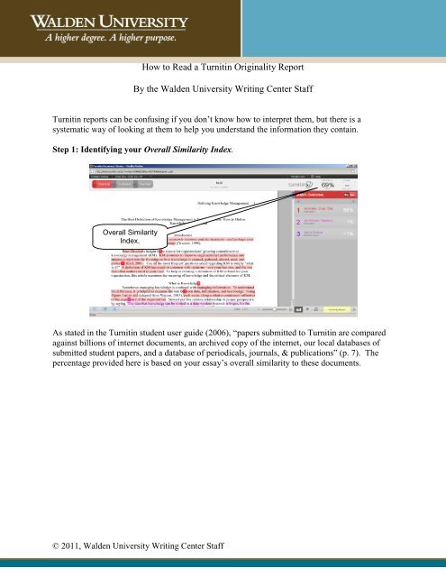 How to Read a Turnitin Report - Writing Center - Walden University