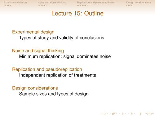 Lecture 15: Outline