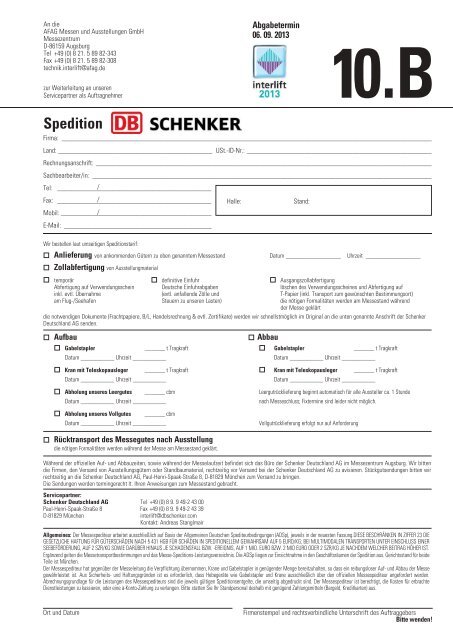 Formular 10.B - Spedition Schenker - Interlift