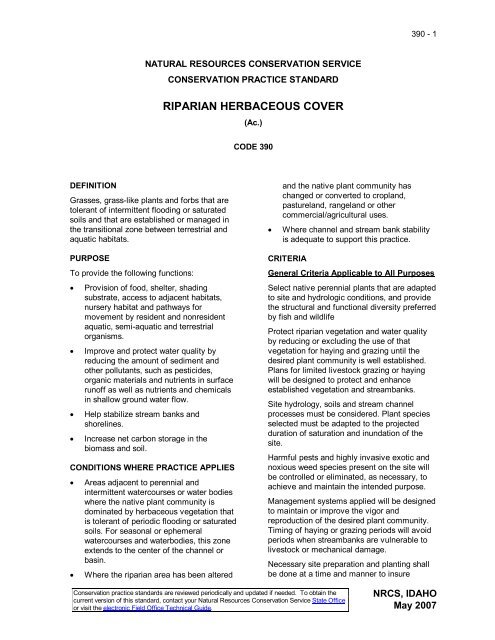 RIPARIAN HERBACEOUS COVER - Field Office Technical Guide