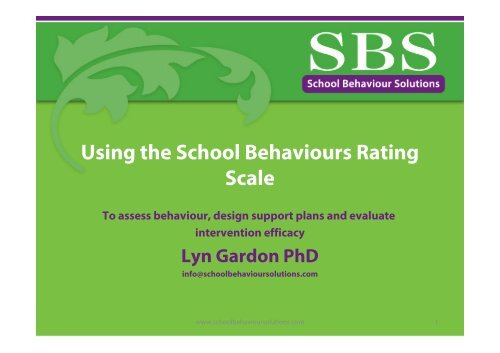 Using the School Behaviour Rating Scale to Assess Student ...