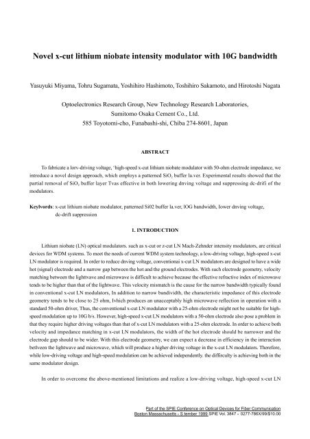 Novel x-cut lithium niobate intensity modulator with 10G bandwidth