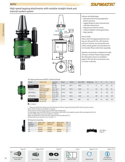RDTIC and RDT Tapping Attachements - Tapmatic