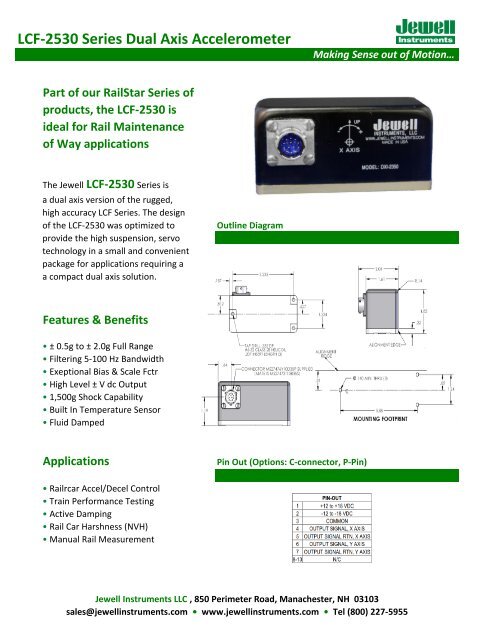 LCF-2530 Series Dual Axis Accelerometer - Jewell Instruments