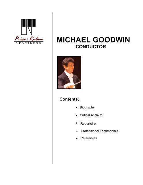 MICHAEL GOODWIN CONDUCTOR Contents - Pricerubin.com
