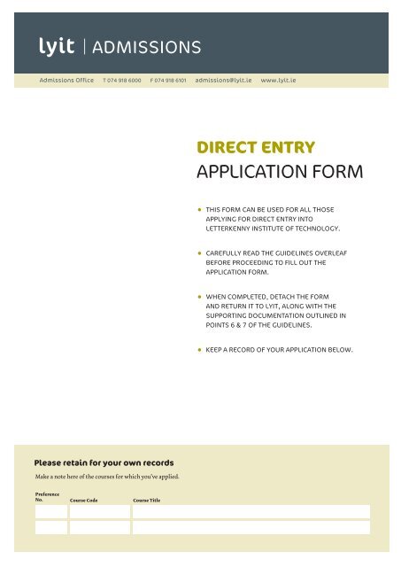 Guidelines on How to Apply and a Complete List of Direct Entry ...