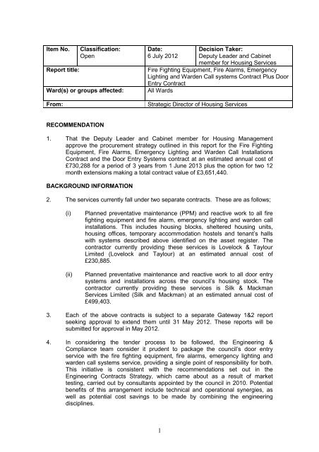 Report: Fire Fighting Equipment, Fire Alarms, Emergency Lighting ...