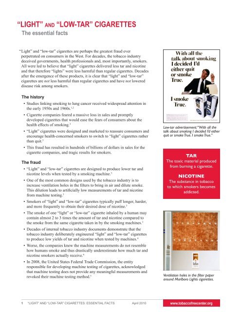 “light” and “low-tar” cigarettes - Campaign for Tobacco-Free Kids