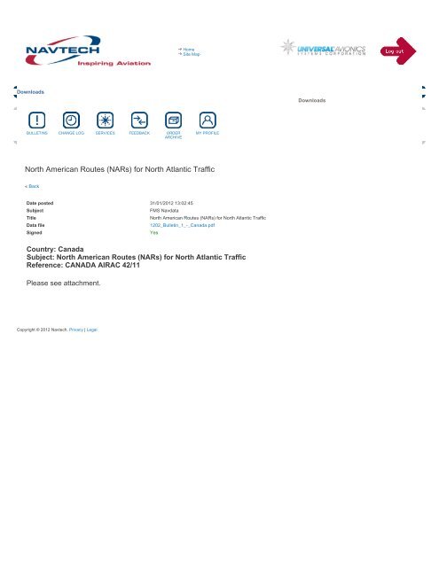 North American Routes (NARs) for North Atlantic Traffic - Universal ...