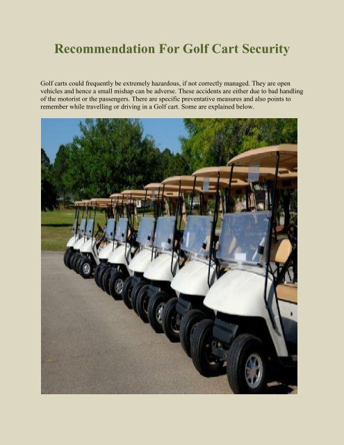 Recommendation For Golf Cart Security